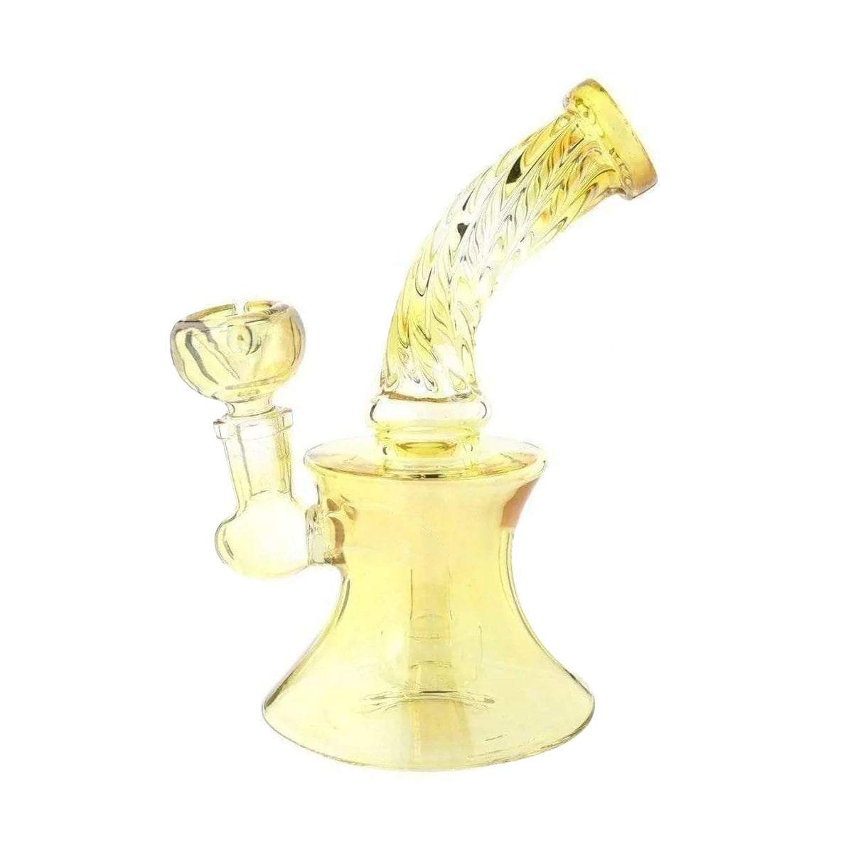 Water Pipe | Compact Fumed Twist Stemless Water Pipe | 7" - 14mm - Yel