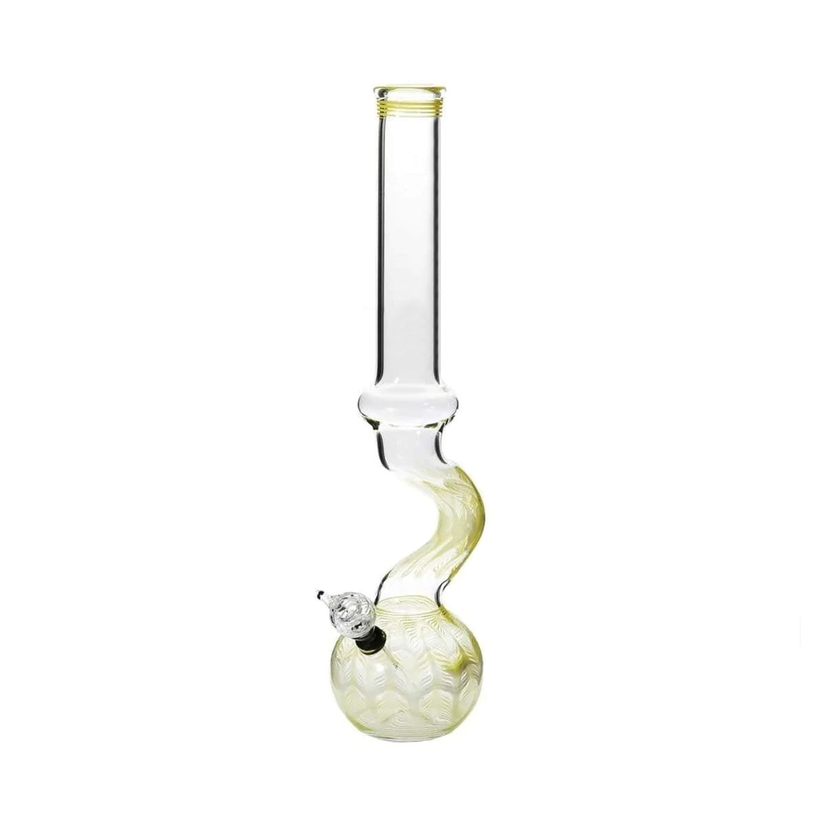 Wrap & Rake | Bend Glass Water Pipe w/ Slider Bowl | 16" - Slide - Yel