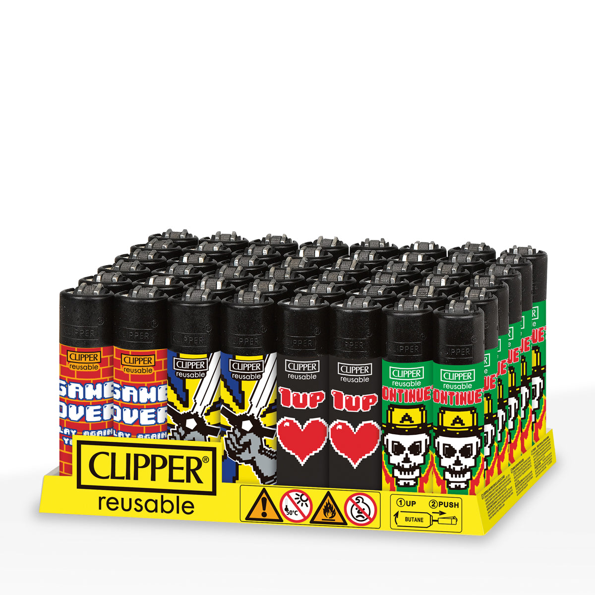 Clipper® Lighters | Game Over 1 Up | 48 Count