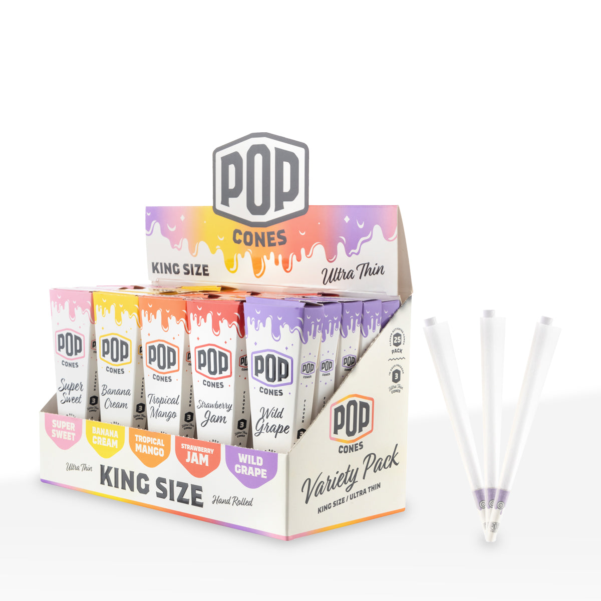 Pop Cones | Pre-Rolled Cones King Size | 109mm - Assorted Flavors - 3