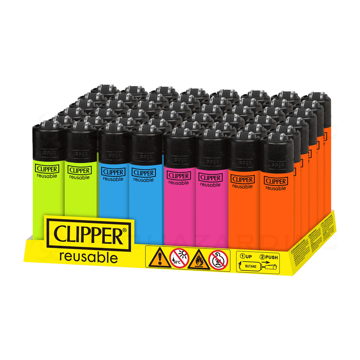 Clipper® Lighters | Mini Solid Fluo Lighters | 48 Count