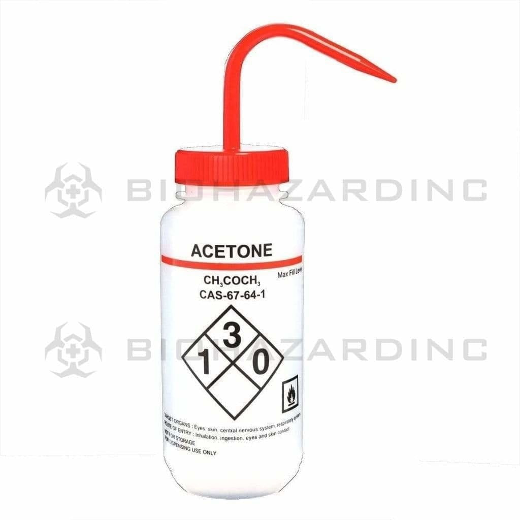 LDPE Premium Labeled Wash Bottles - Acetone 500ml